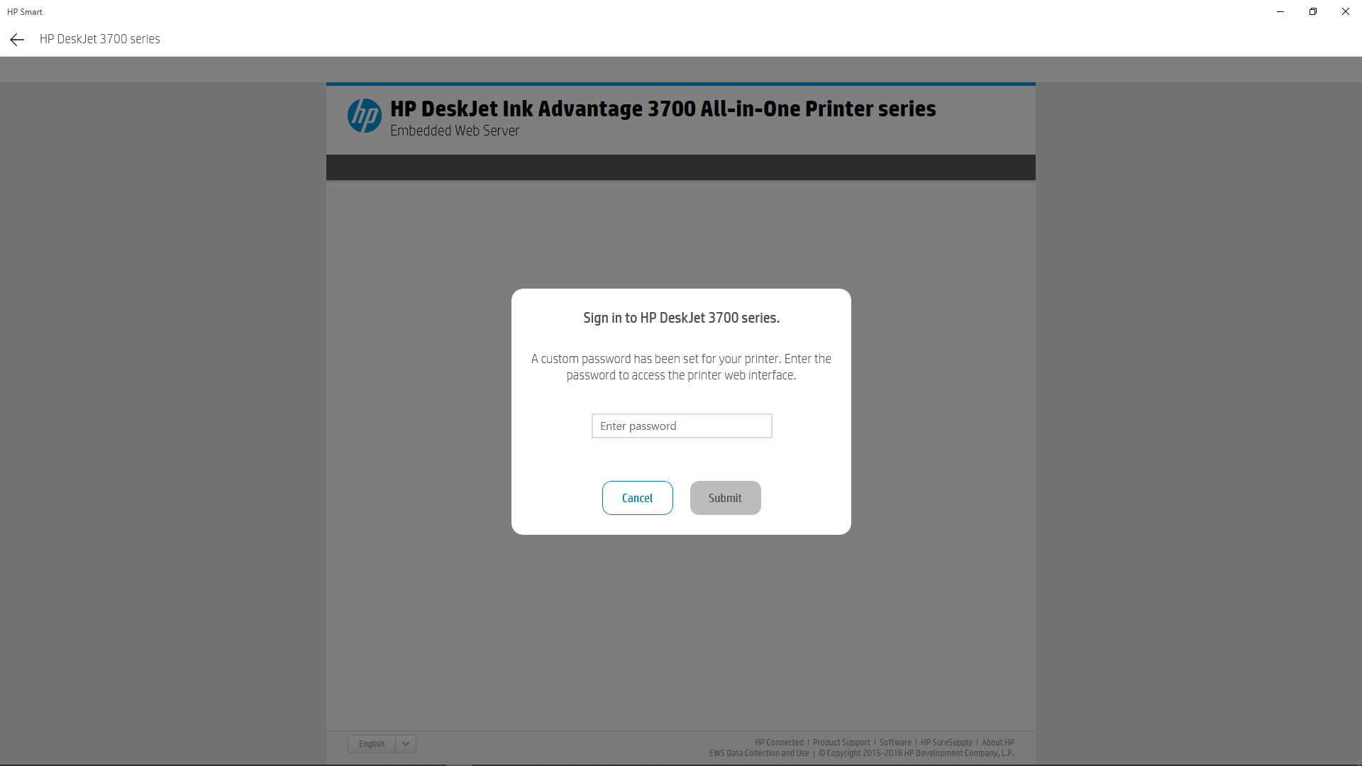 EWS Username and Password reset for HP DeskJet Ink Advantage... - HP ...