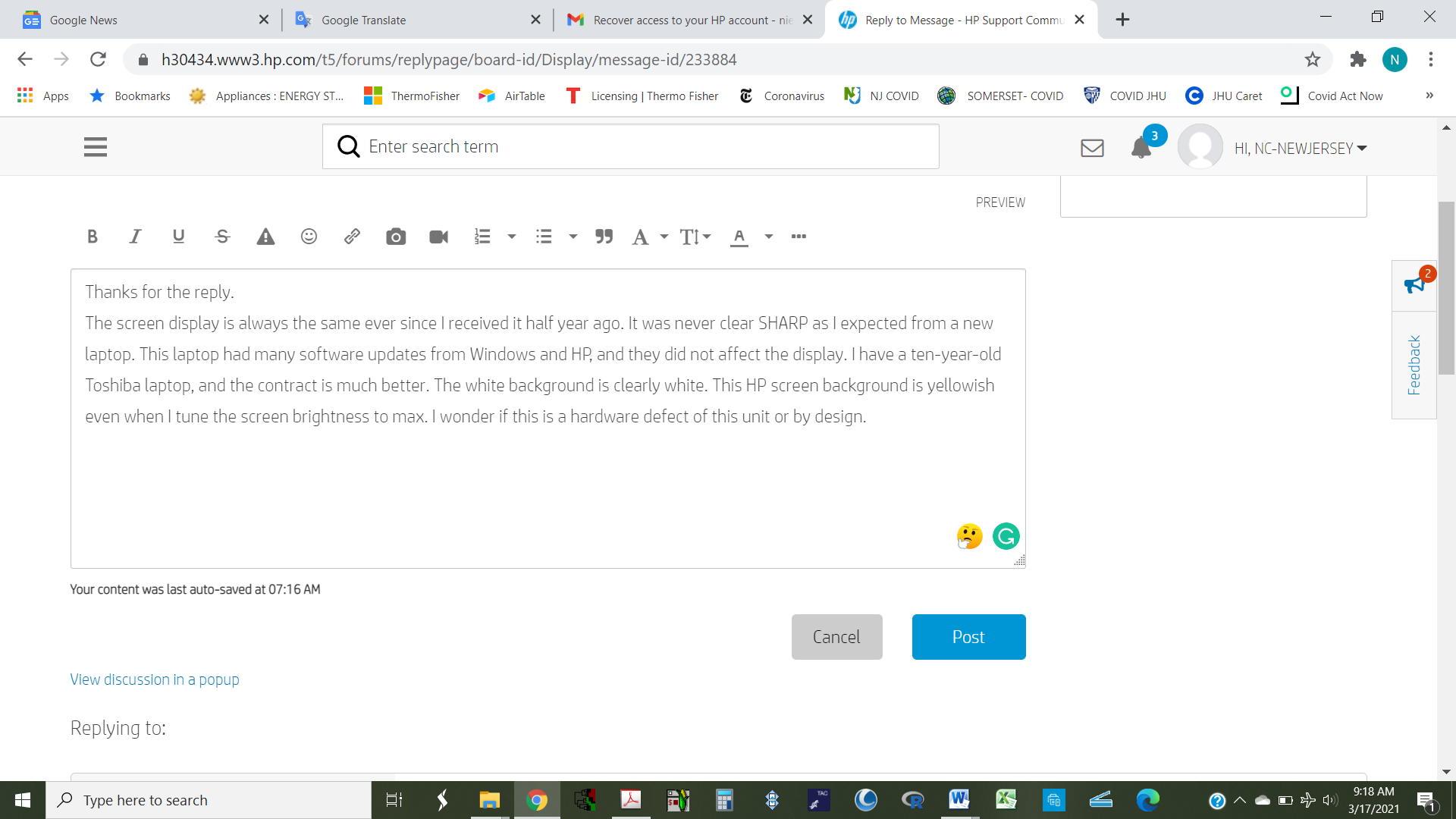 HP 15-dy1xxx has low screen contrast - HP Support Community - 8005876