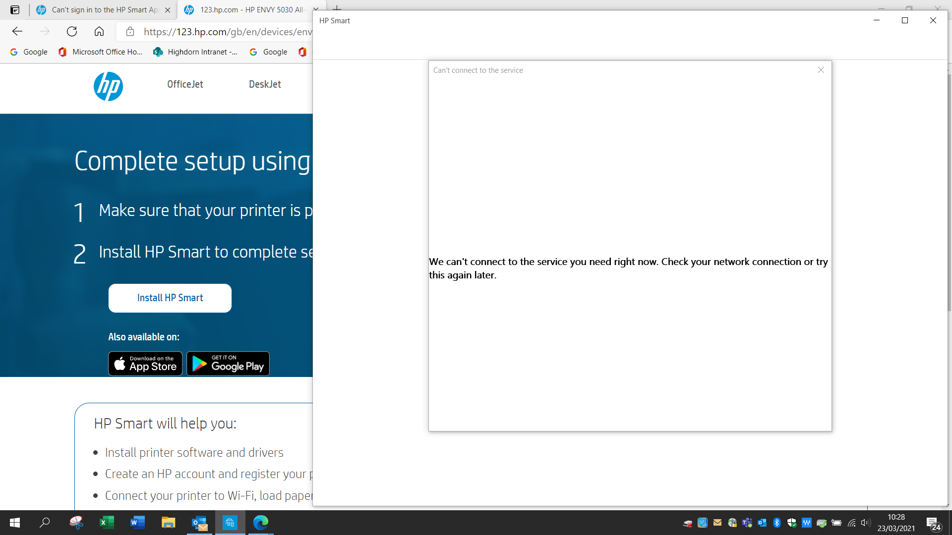 Not logging in to App - HP Support Community - 8016635