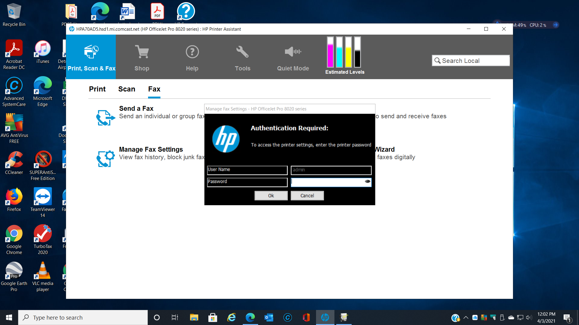 Where do I find the user ID and password for my HP8025e - HP Support ...