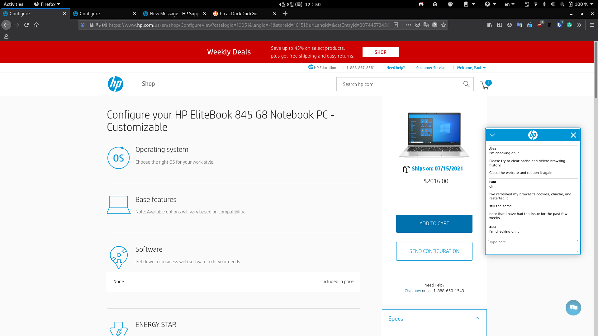 I cannot change system configs when using my HP account. - HP Support ...