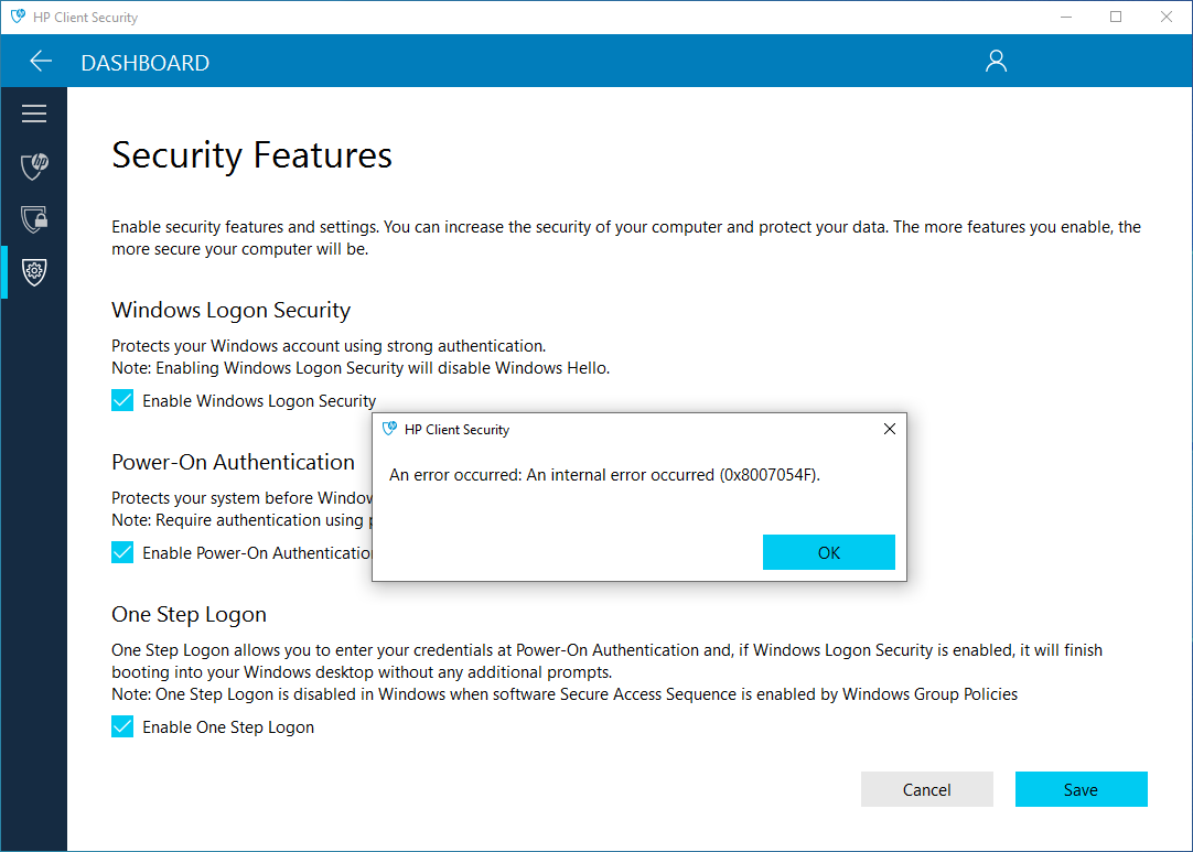HP Client Security Can't enable Power On Authentication - HP Support ...