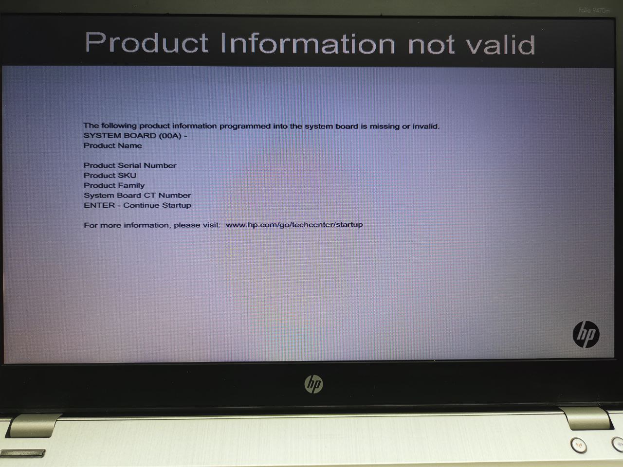 Solved: At Boot: Product Information not valid -> BIOS asks for manu ...