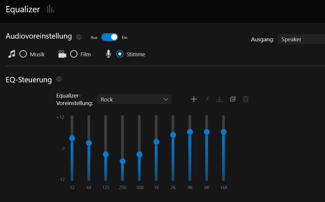 Bang und Olufson / HP Audio App - Equalizer Setting Bang und Olufson / HP Audio App - Equalizer Setting