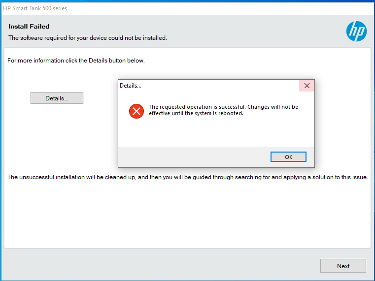 Failed to instal driver - HP Support Community - 8069077