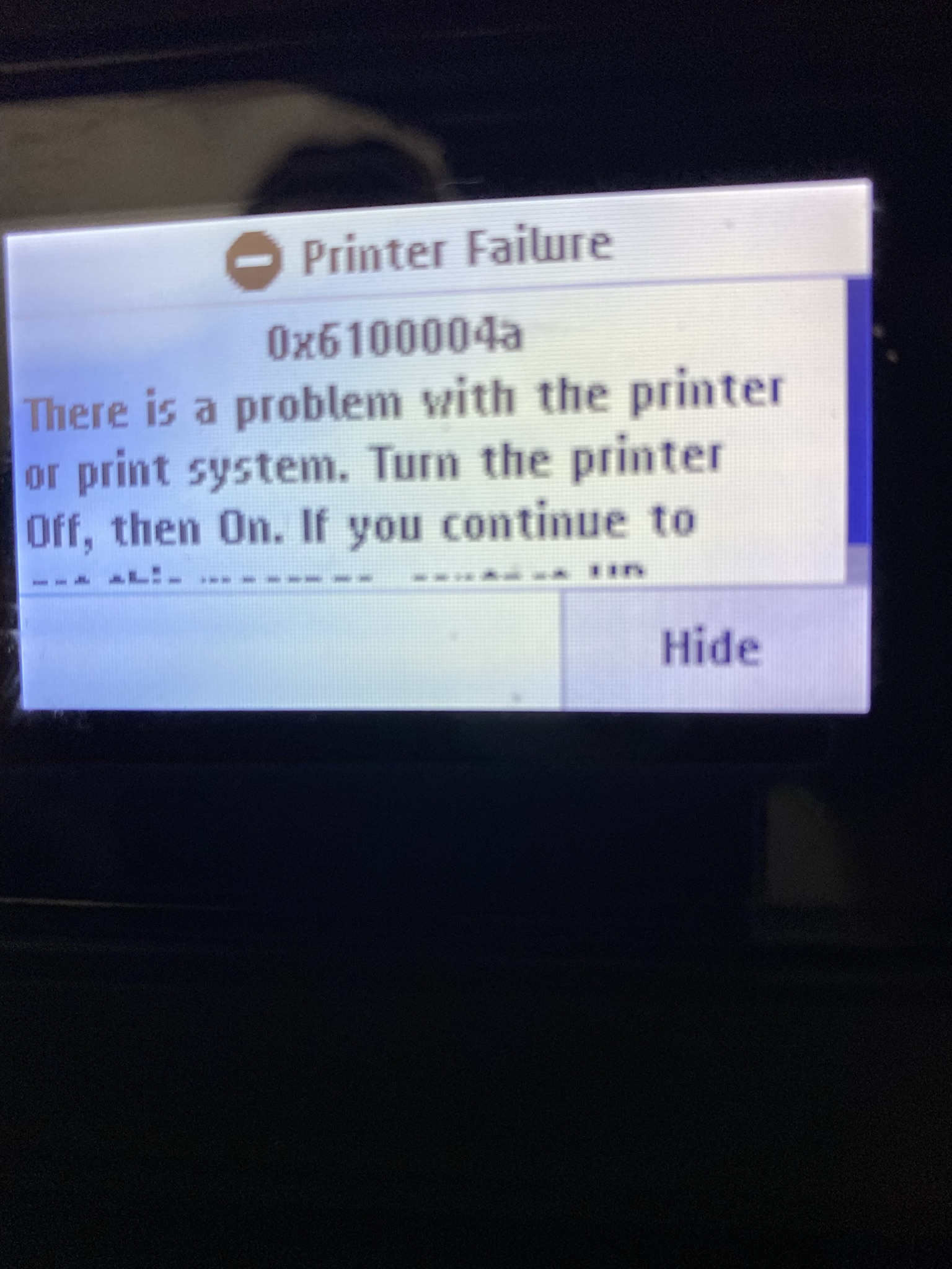 Printer Failure HP OfficeJet CODE Ox6100004a - HP Support Community ...