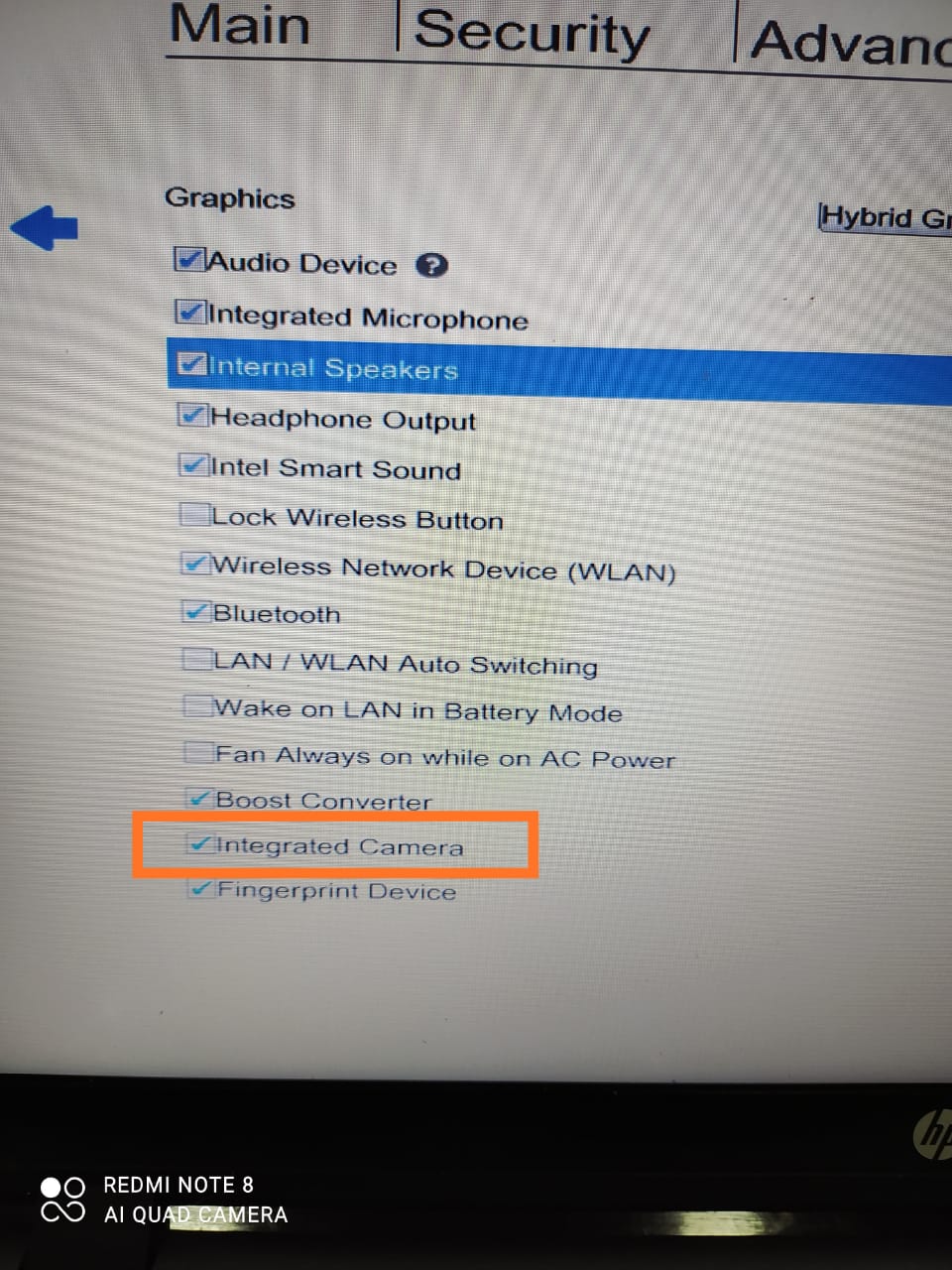 there is no integrated camera in my BIOS - HP Support Community - 8077988