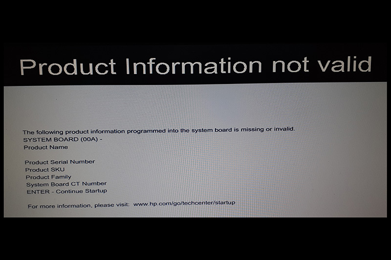 Elitebook 8570W Error 00a Product information not valid - HP Support ...