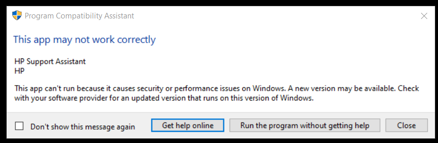 Support Assistant Error in Win10Pro - HP Support Community - 8125745