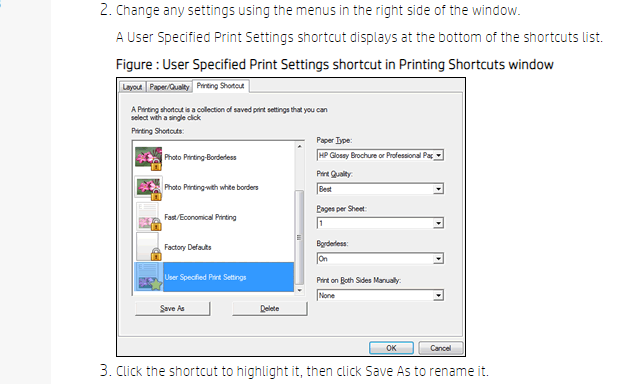 Printing shortcut preferences - HP Support Community - 8125931