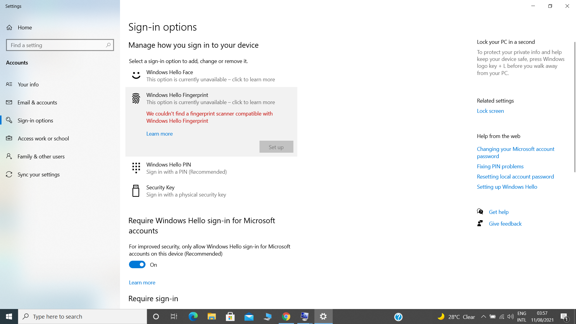Windows Hello Fingerprint - HP Support Community - 8135603