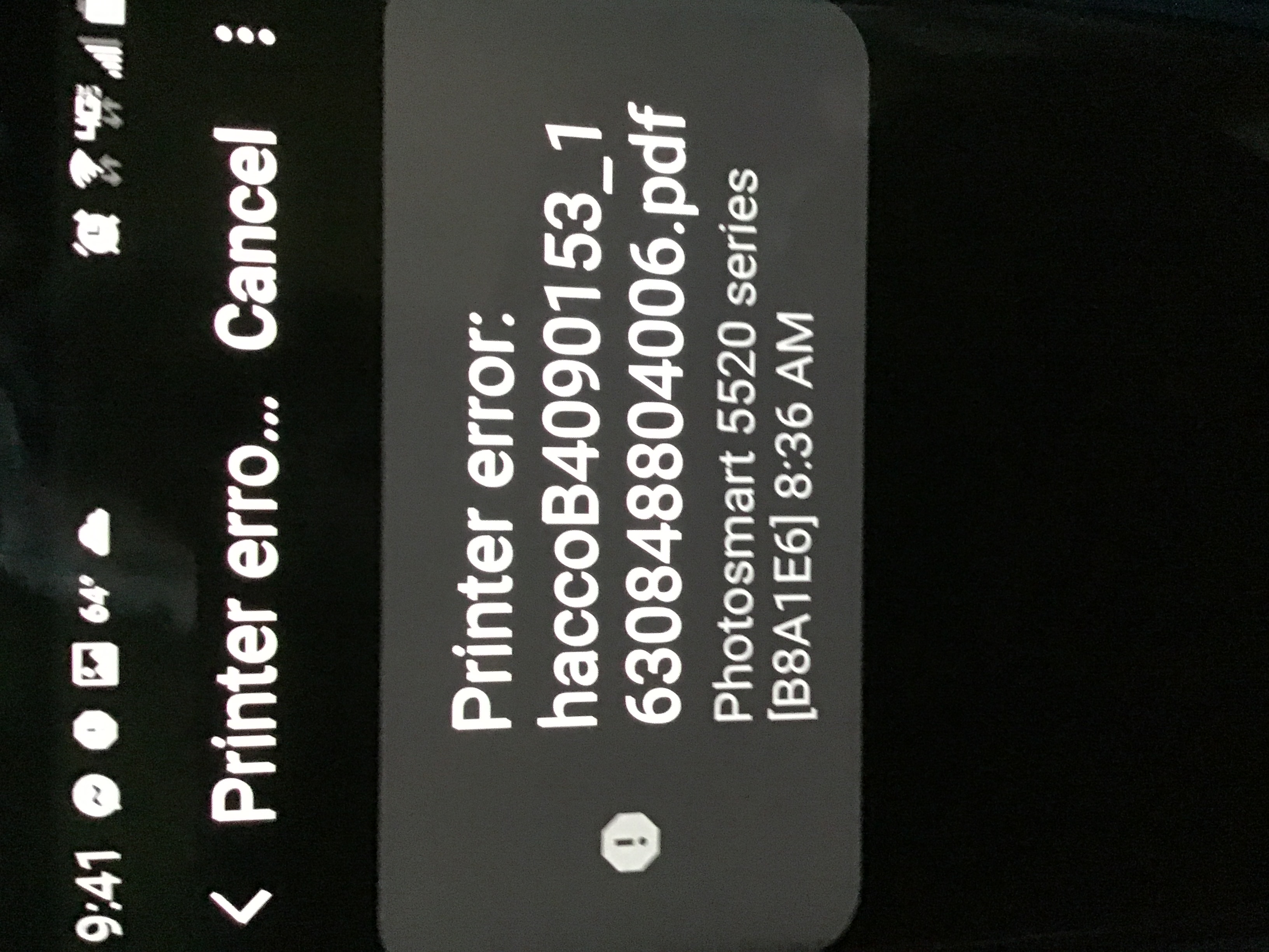 Printer error starting with haccoB4040.... other information... - HP ...