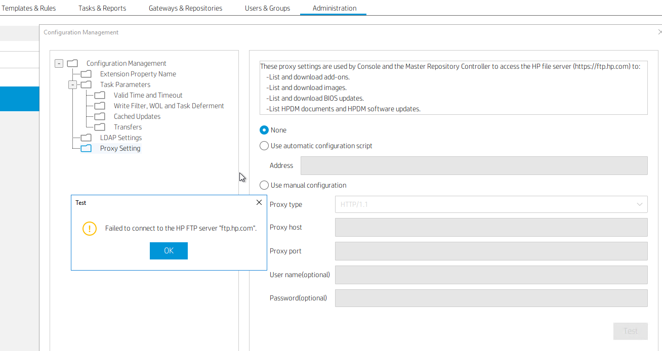 HPDM 5: unable to connect to ftp.hp.com - HP Support Community - 8161002