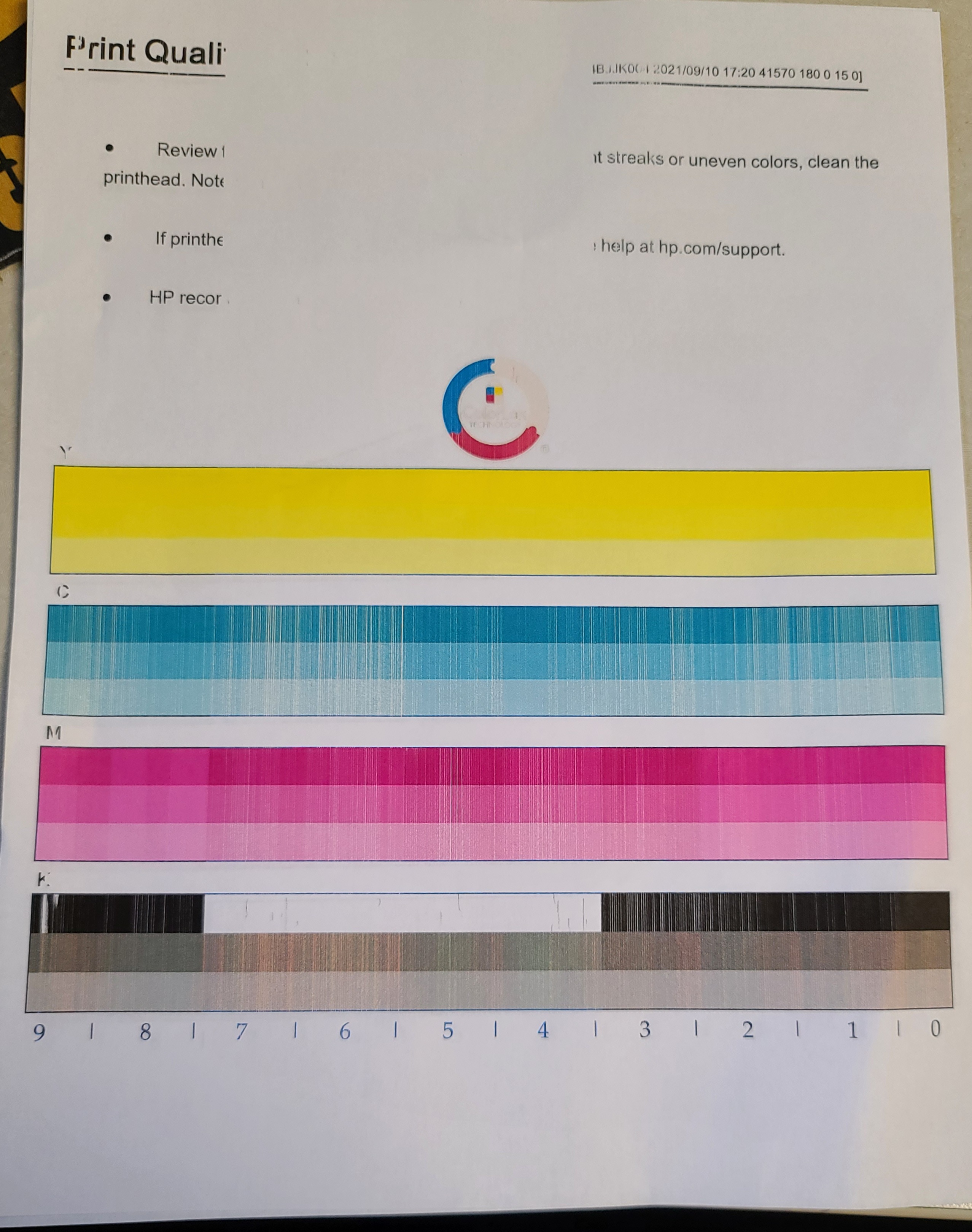 Printer not printing black and other colors in center of pag... - HP ...