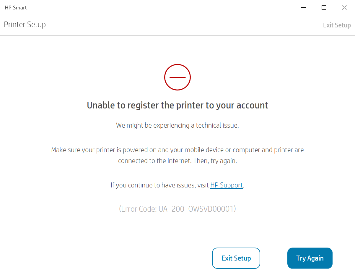 Unable to register the printer to my account! - HP Support Community ...