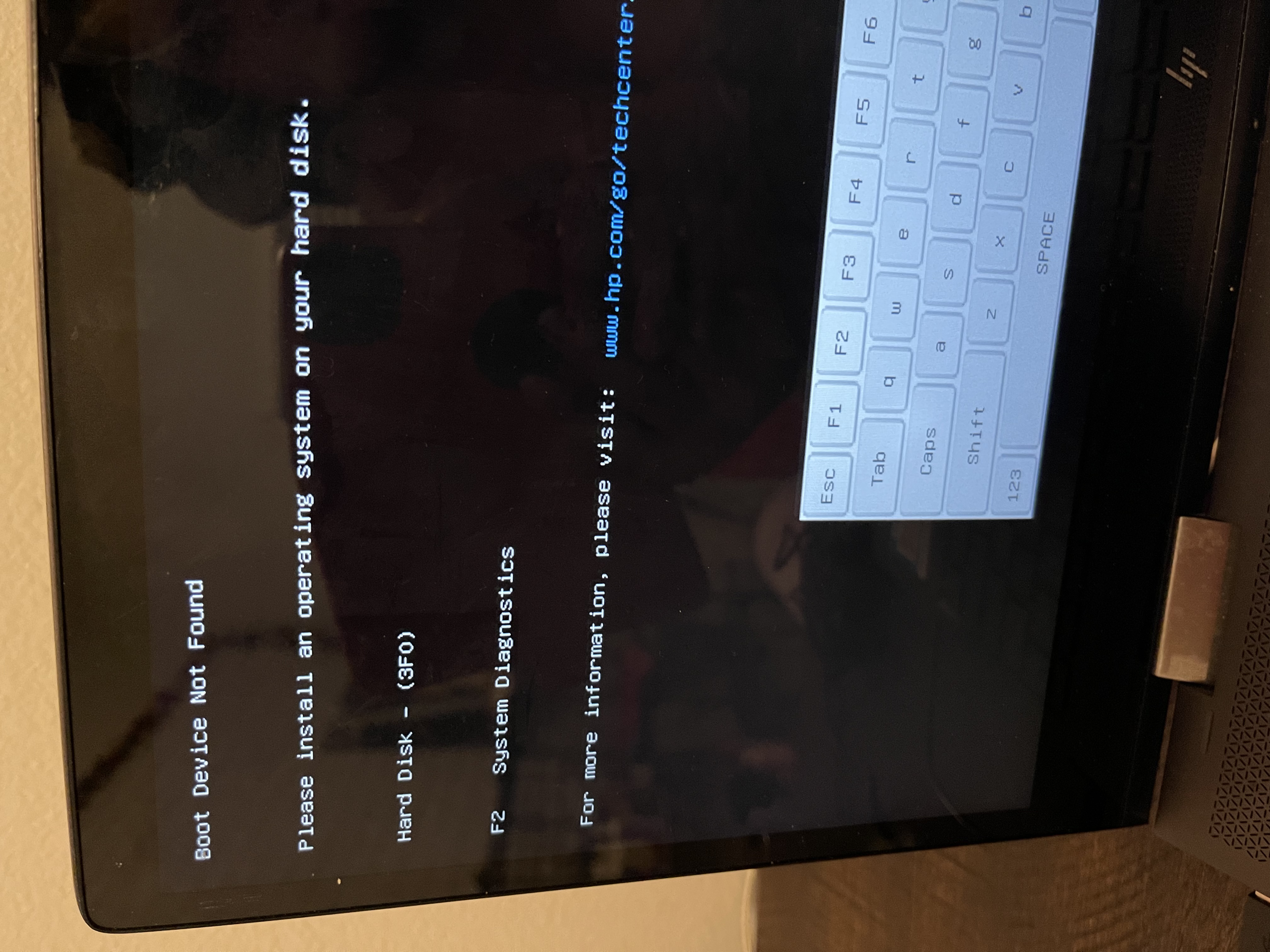 Boot device not found - HP Support Community - 8206322