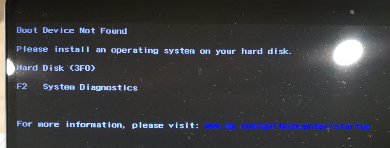Boot device not found - HP Support Community - 8223567