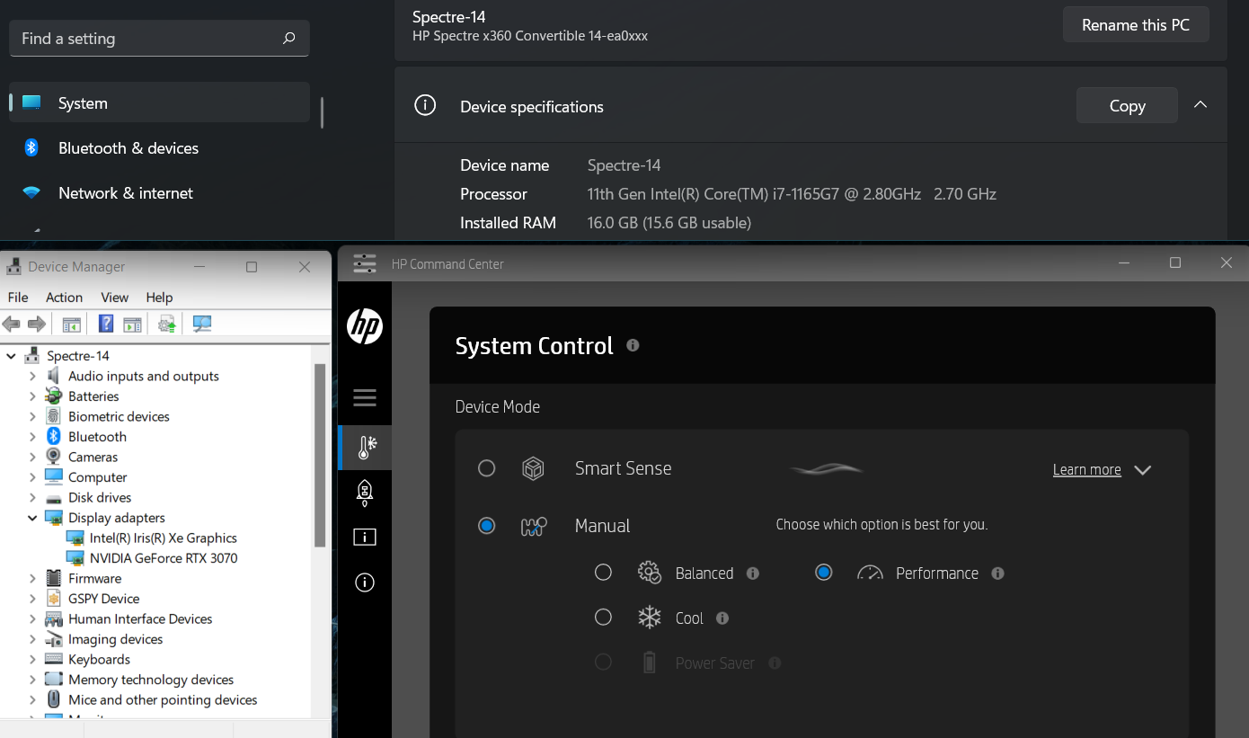 Quiet profile on HP Command Center disappears when plugging ... - HP ...