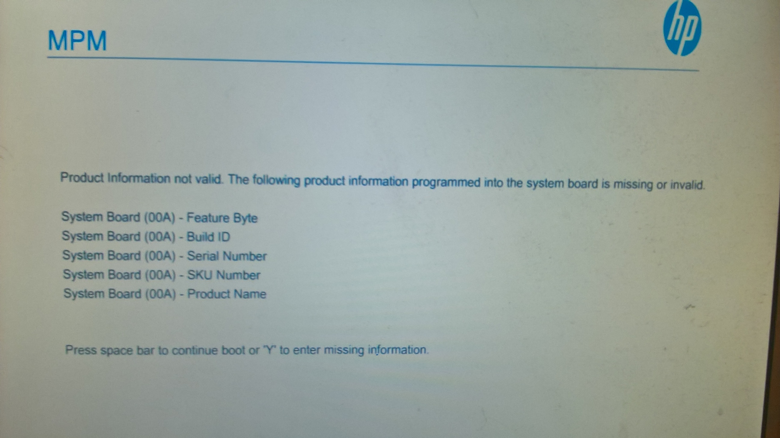 System Board (00A) error - HP Support Community - 8229295