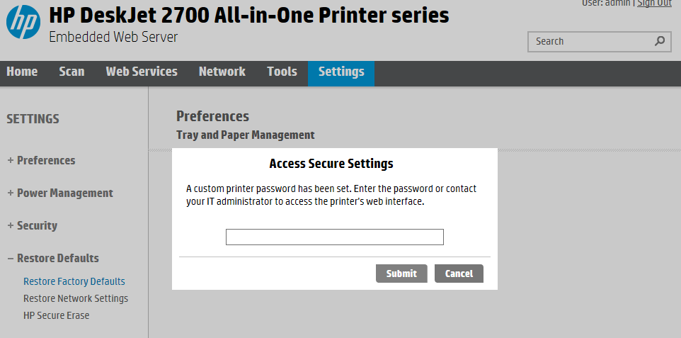 I forgot the Embedded Web Server password. I cannot change t... - HP ...
