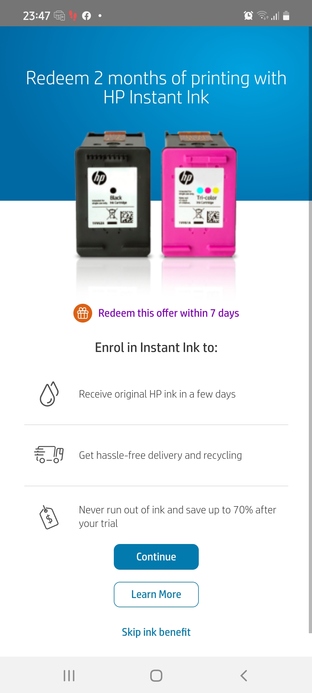 Solved: Six month instant ink trial - HP Support Community - 8249558