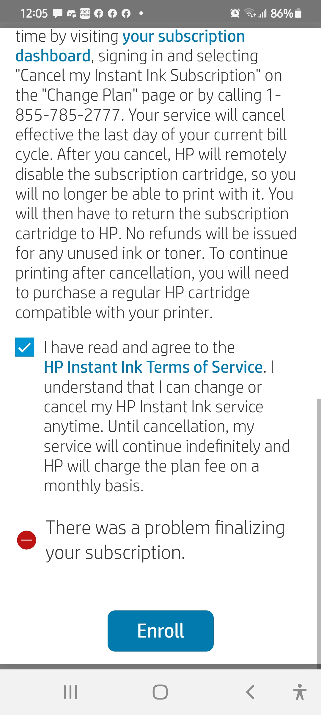 Instaink enrollment - HP Support Community - 8255208