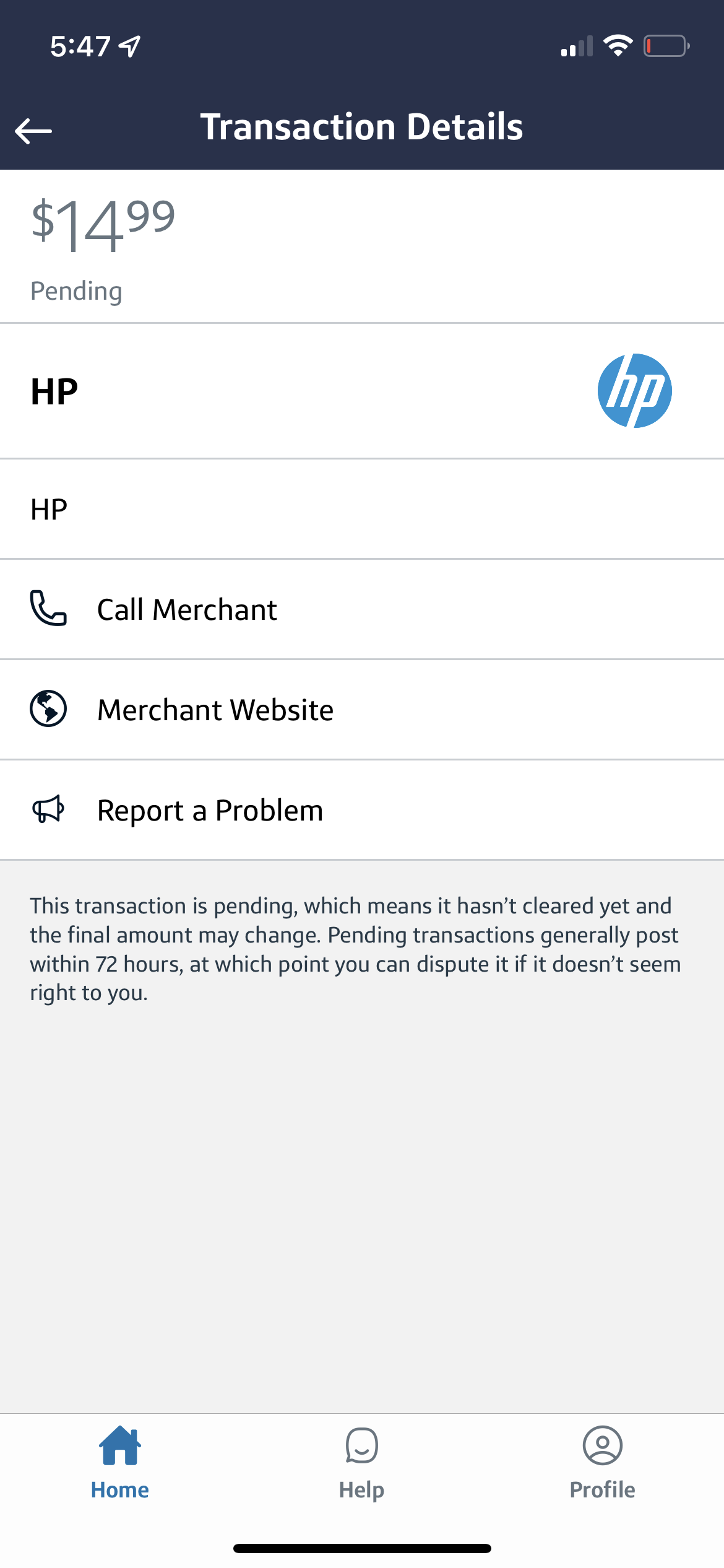 $14.99 HP charge on credit card - HP Support Community - 8277110