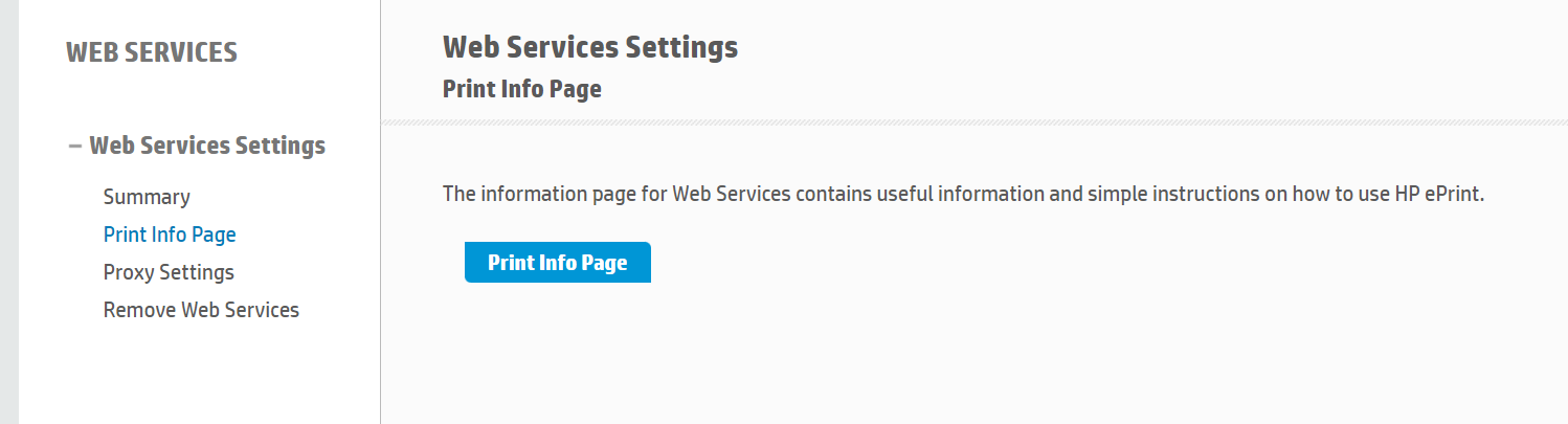 Cannot print info page from Web Services - HP Support Community - 8285475