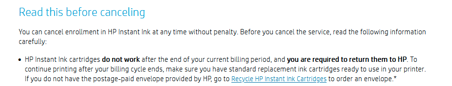 Solved: cancelling HP instant ink (I don't print enough) - HP Support ...
