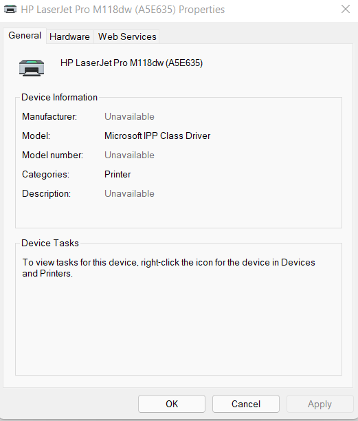 HP Laserjet Pro M118 works with HP Smart, but not in Windows... - HP ...