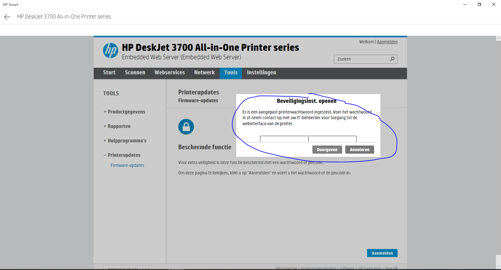 reset printer password - HP Support Community - 8304490
