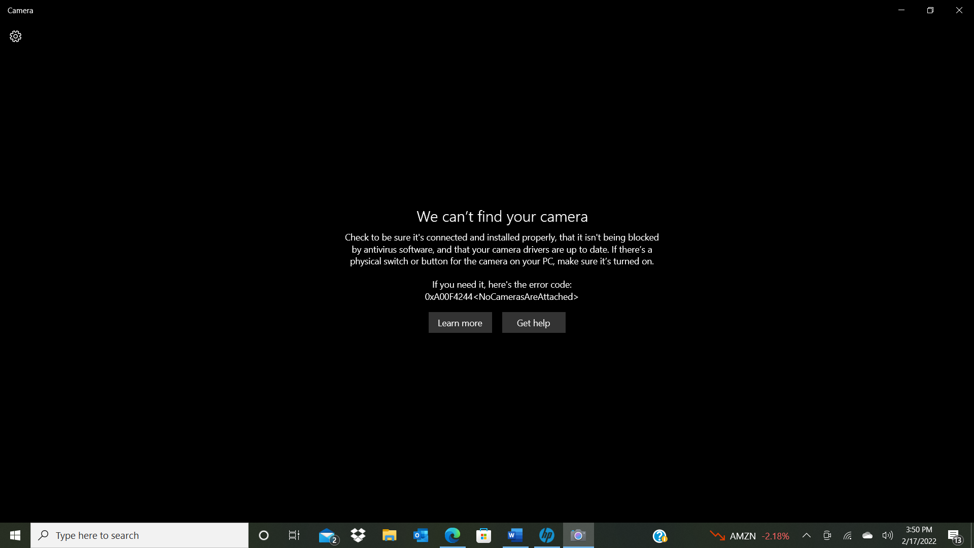 HP ENVY Without webcam kill switch, webcam not connected err... - HP ...