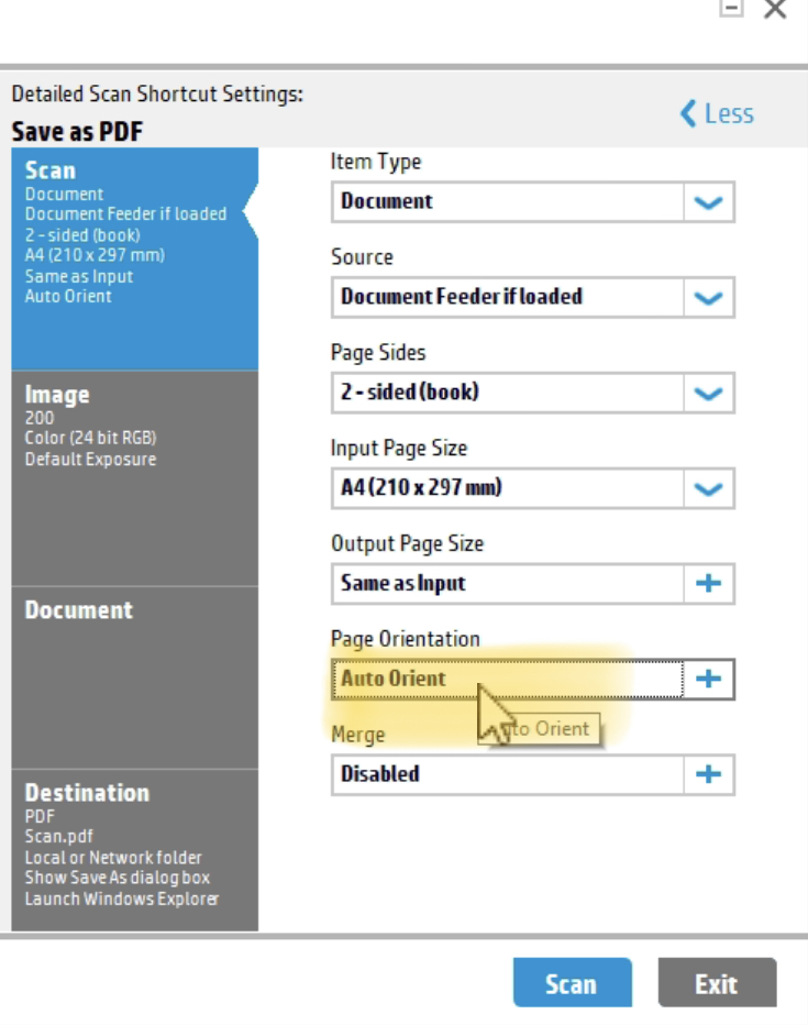 Solved: HP Scan UJtility does not show an Orientation option for HP ...