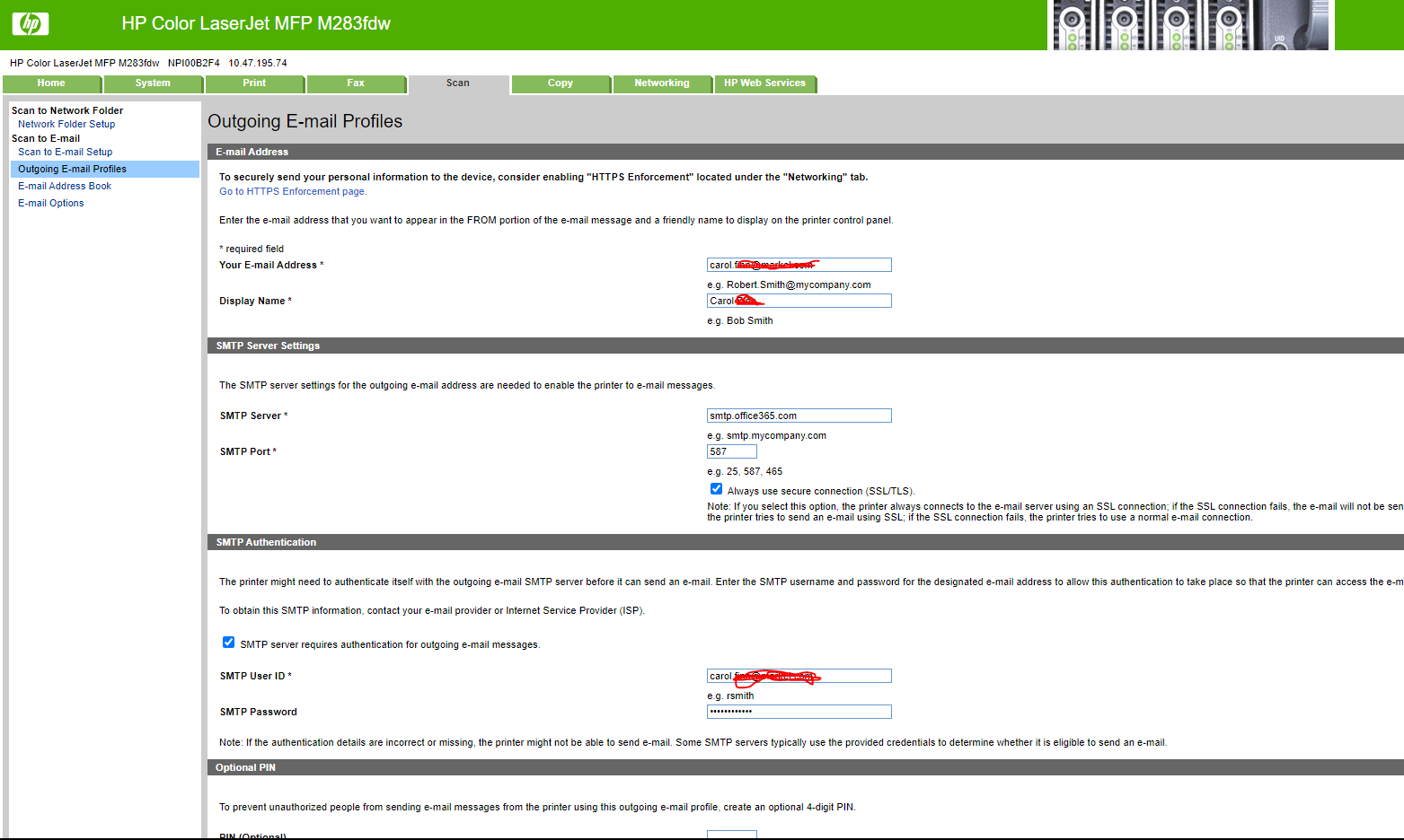 Scan to email - HP Support Community - 8317101