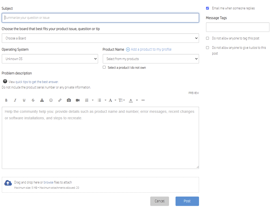 How To Make A Post - HP Support Community - 717819