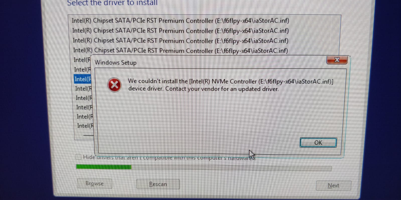 Couldn't install the Intel(R) Chipset SATA/PCIe RST - HP Support ...