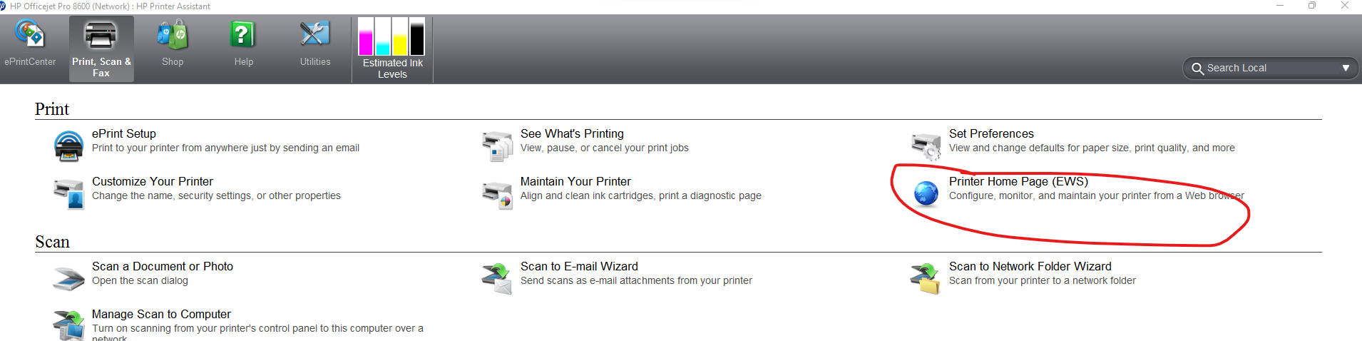 Printer Home Page EWS - HP Support Community - 8331321