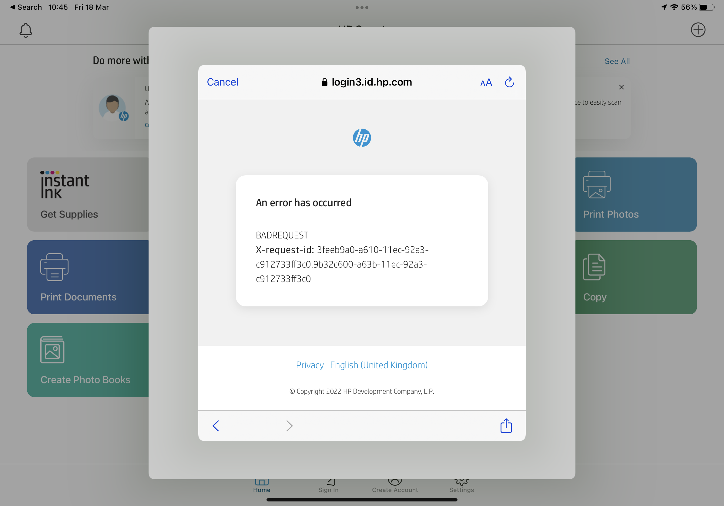 HP Smart not logging in on iPad - HP Support Community - 8332242