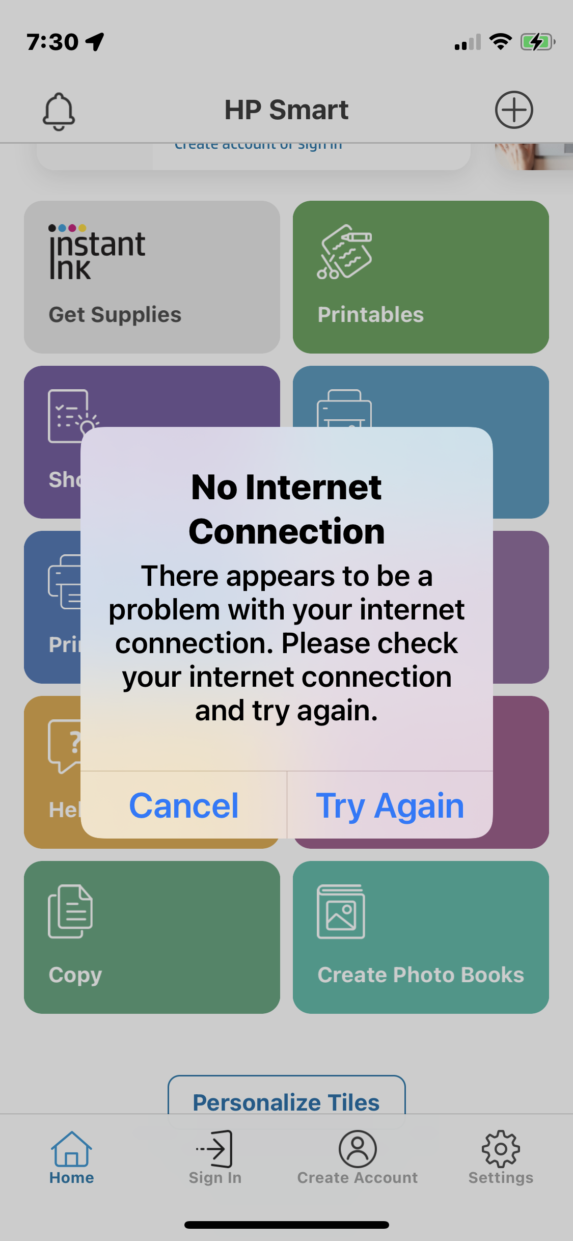 HP app says not connecting to the internet on my iPhone but... - HP ...