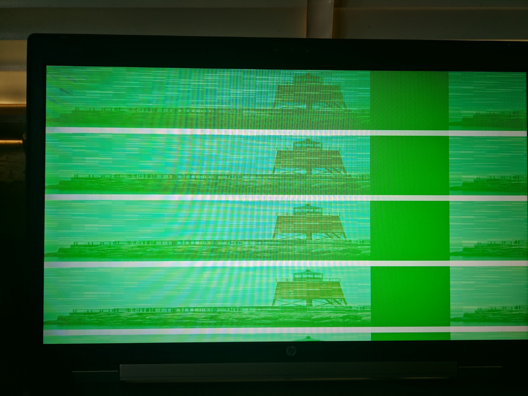Solved: Distorted display with banding - HP Support Community - 8358200
