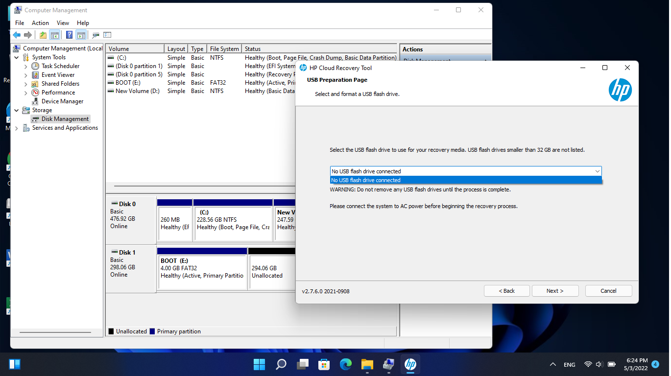 Solved: Force use USB Hard Drive in HP Cloud Recovery - HP Support ...