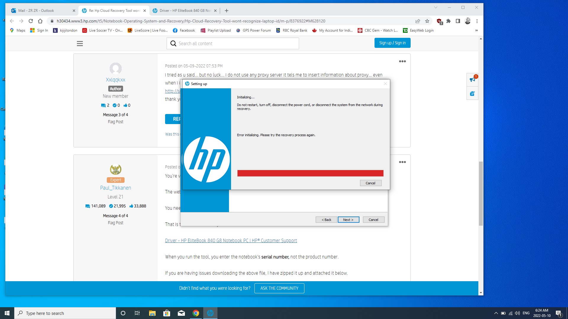 Solved: Hp Cloud Recovery Tool wont recognize laptop id - HP Support ...