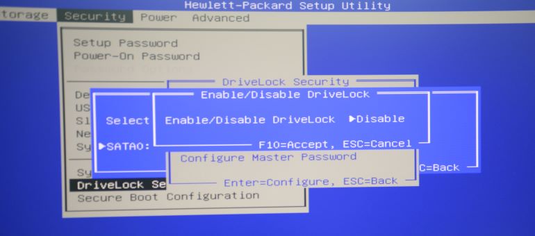 Drivelock activated itself on my HP Desktop - HP Support Community ...