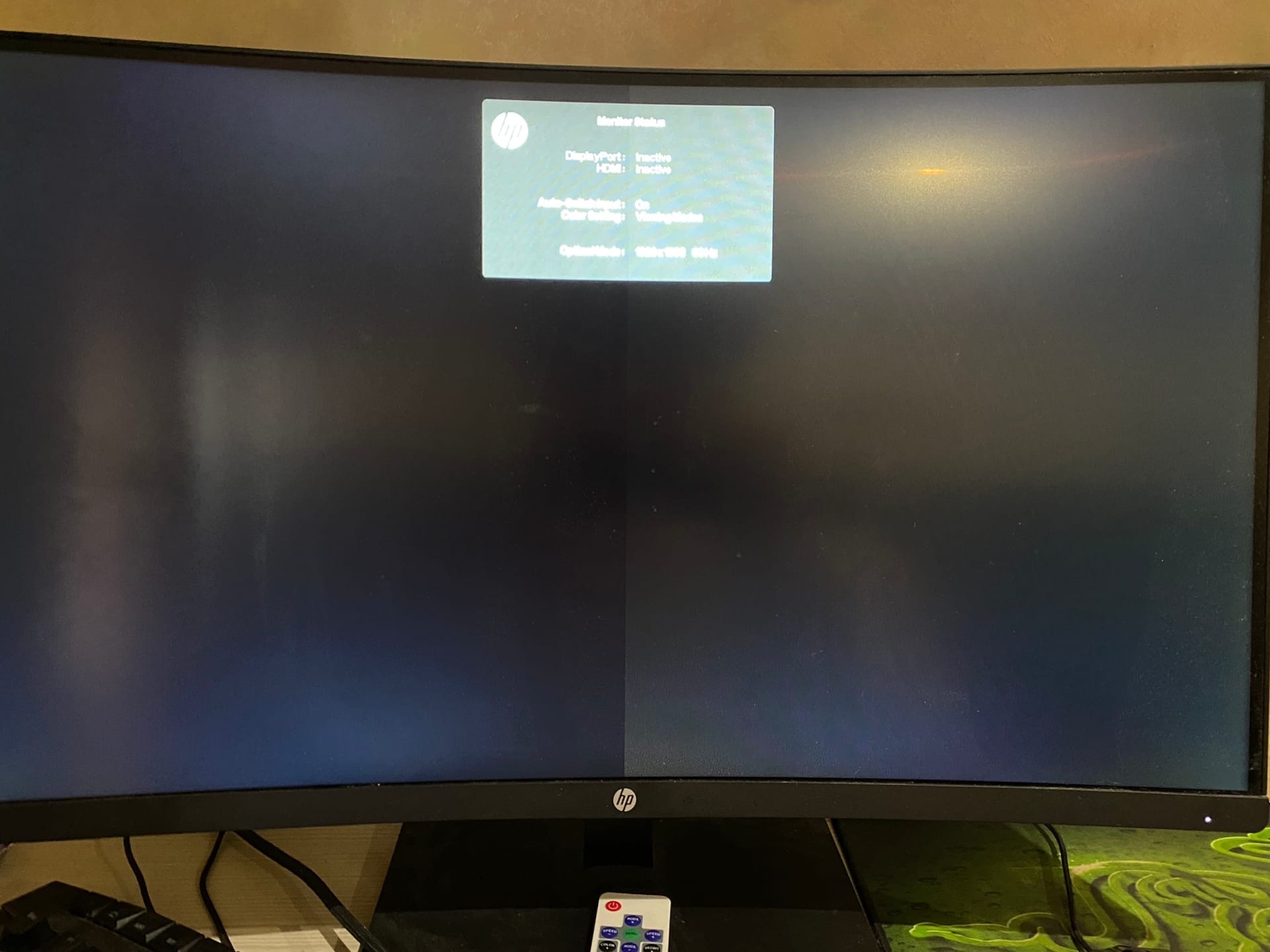 On a black background, half of the screen is gray - HP Support ...