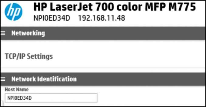 LaserJet 700 on Domain - How to stop broadcasting Host Name - HP ...