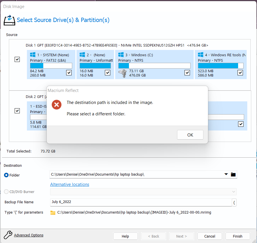 Solved: Need help configuring Macrium Reflect for HP Laptop Win 11 - HP ...