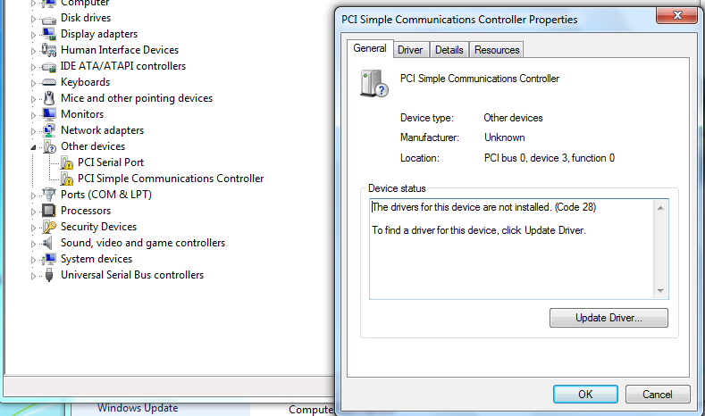 PCI Serial Port & PCI Simple communication controller - Mi... - HP ...