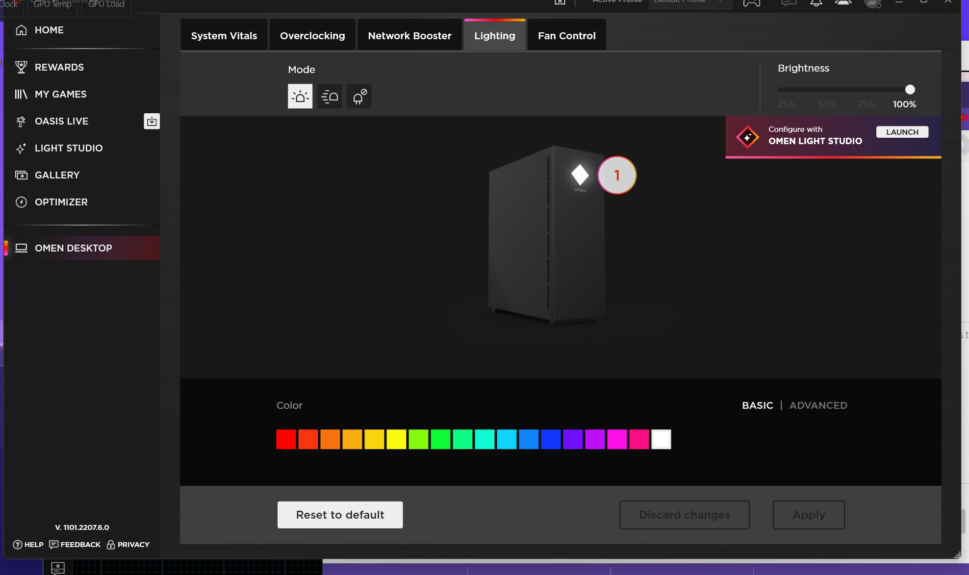 Omen gaming hub showing only 1 out of four lighting options - HP ...