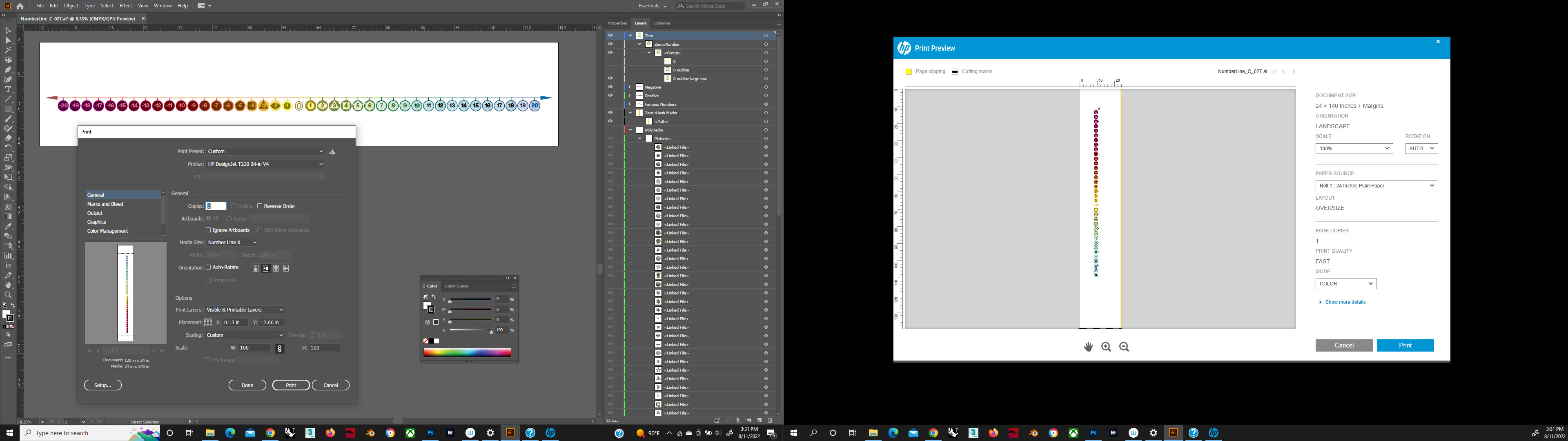 T210 printing from Illustrator, Print Preview crops my image... - HP ...