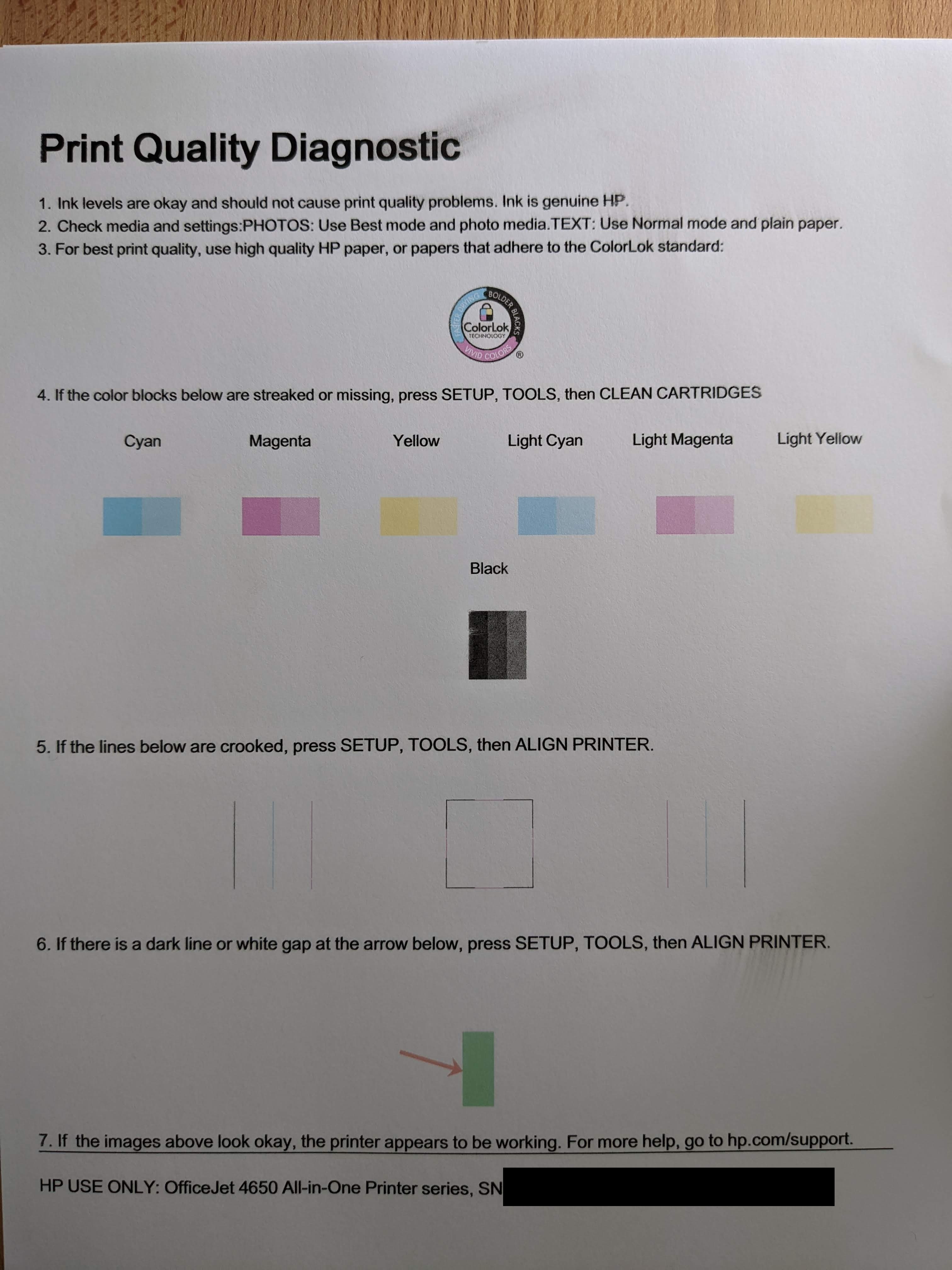 Streaky, smudgy black ink on prints - HP Support Community - 8454425